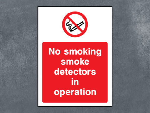 No smoking smoke detectors in operation sign – The Safety Sign Company